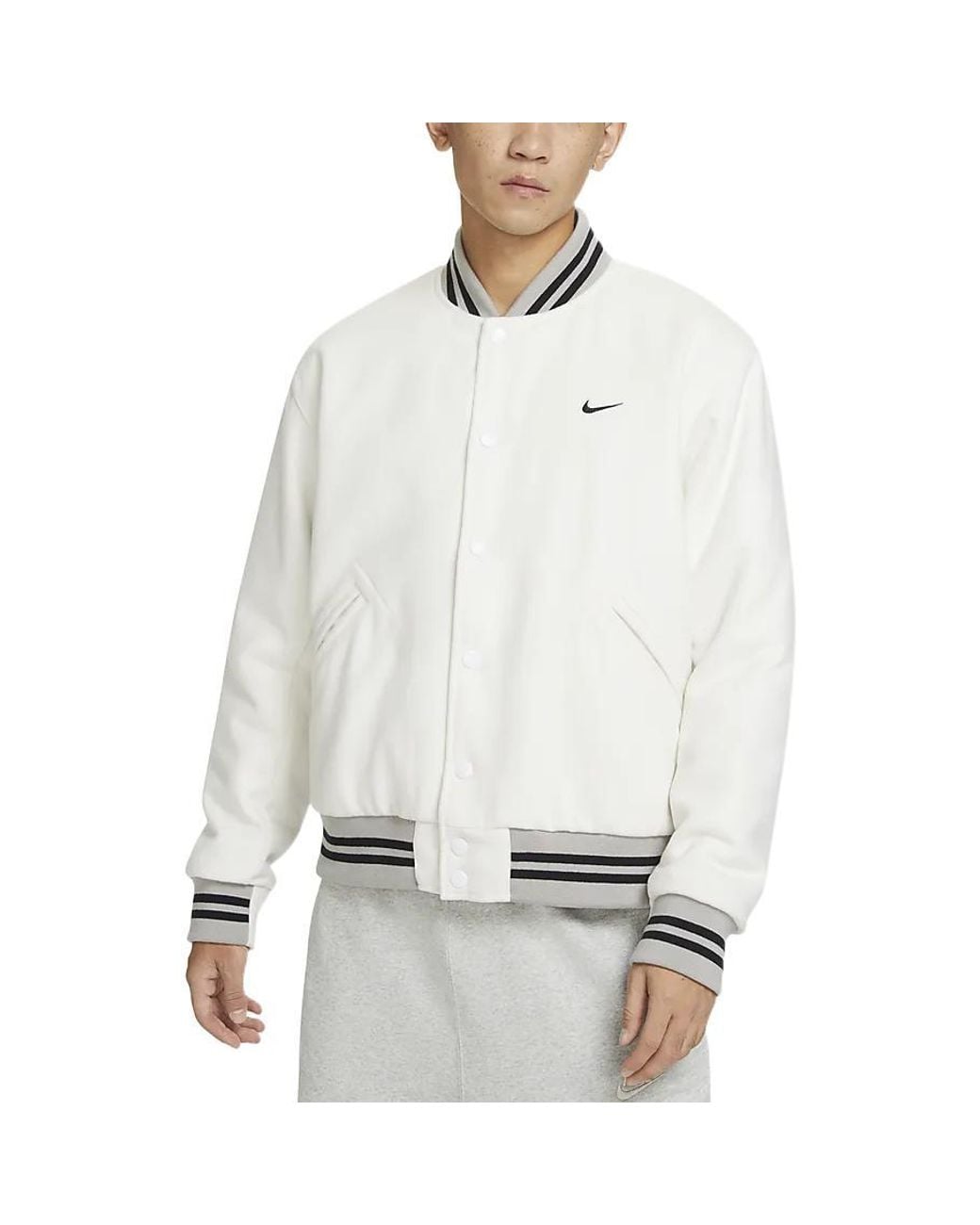 Nike Varsity Jacket in White for Men | Lyst UK