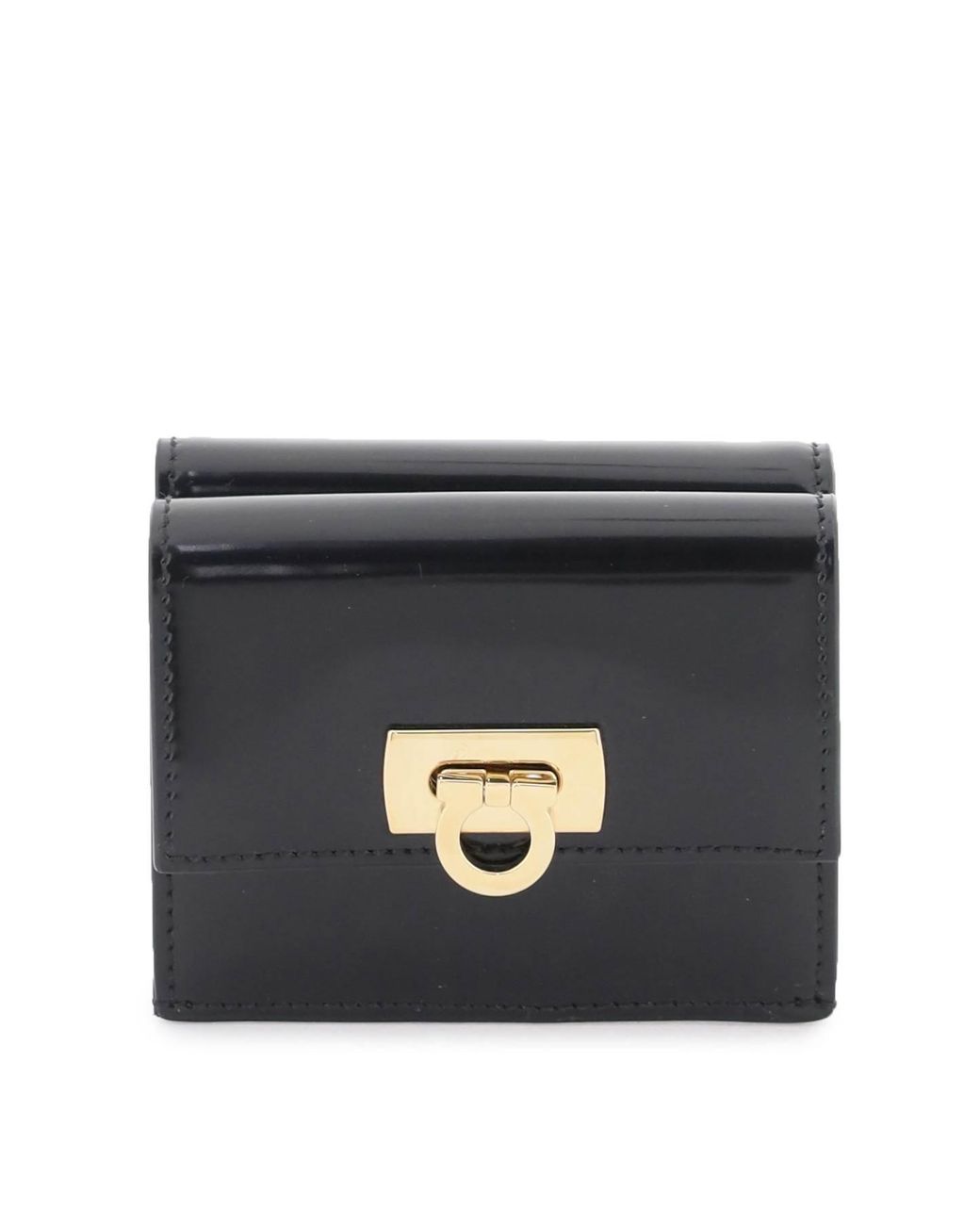 Chloé Leather Wallet With Gancini Hook Closure in Black | Lyst