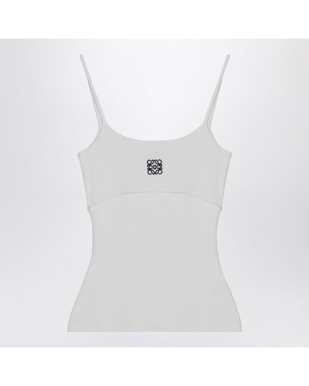 Loewe Elegant Strap Top With Embroidered Logo in White | Lyst