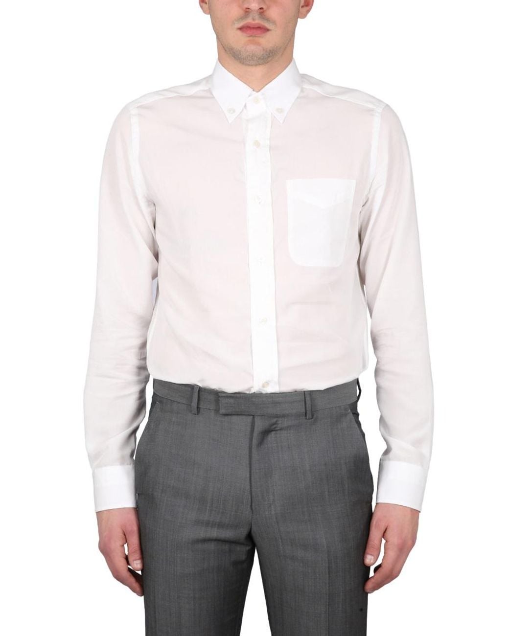 Tom Ford Slim Fit Mini Collar Shirt in White for Men | Lyst