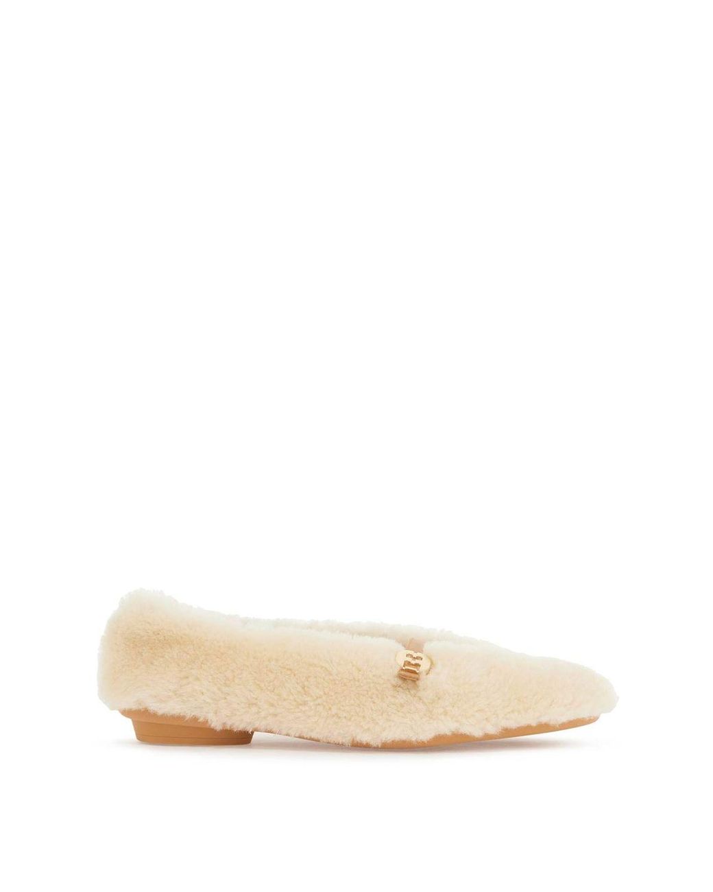 Ferragamo Shearling Ballet Flats | Lyst