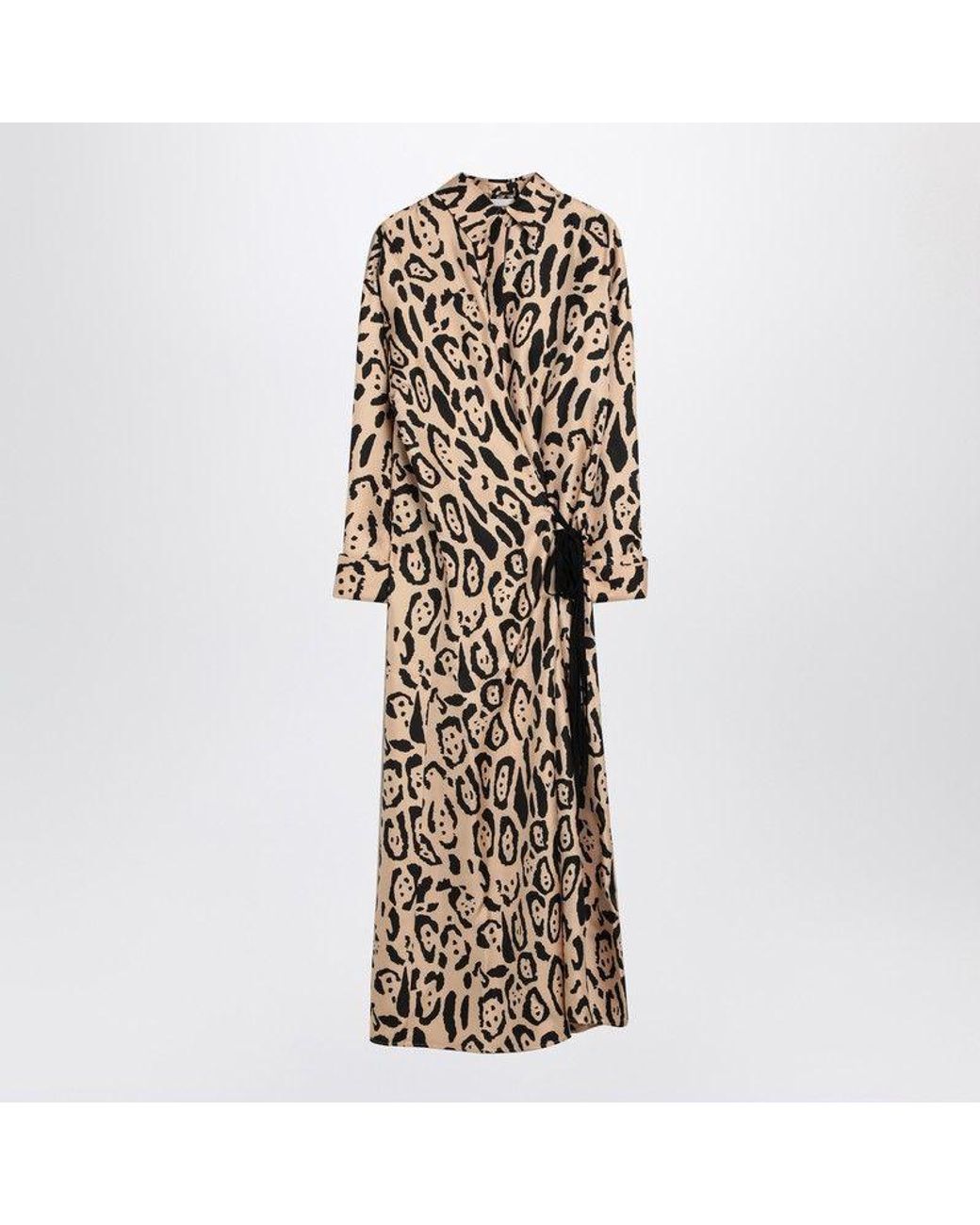 Max Mara Animal Print Silk Dress With Criss-Cross Design For in Natural ...