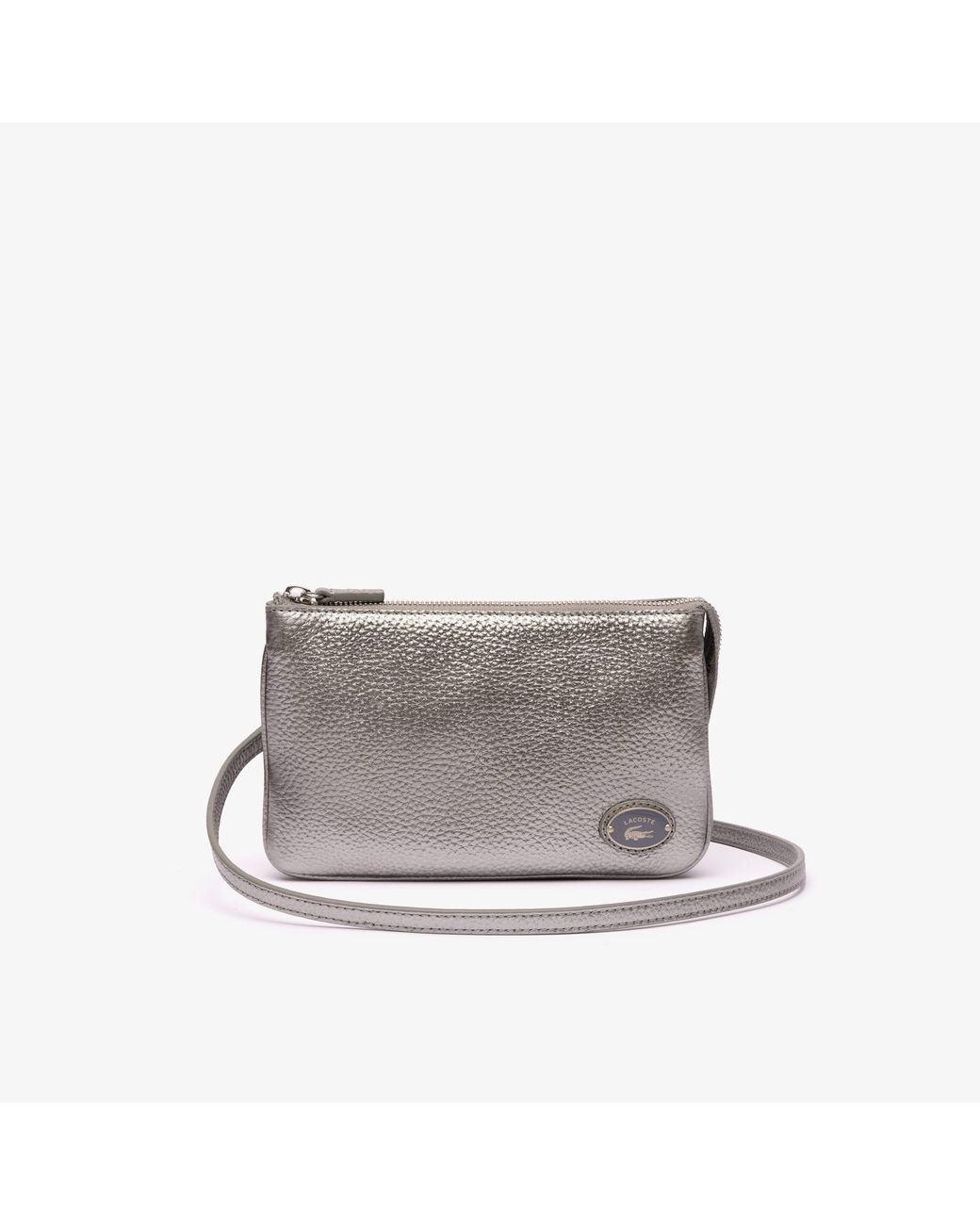 Lacoste Origin Croc Leather Double Pouch Bag in Gray | Lyst