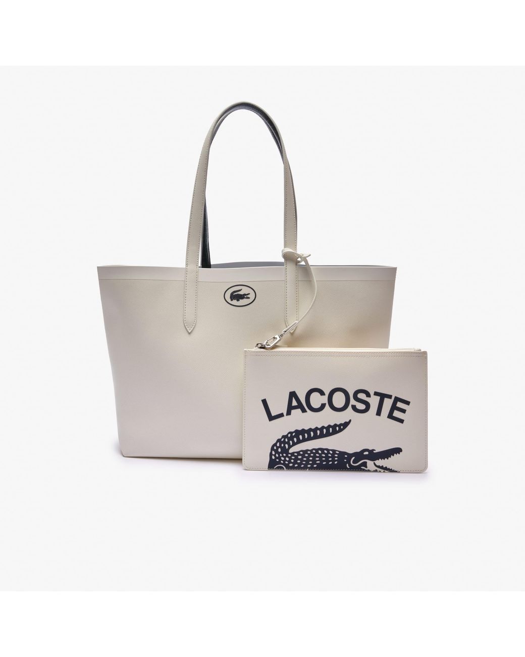 Lacoste Anna Reversible Tote With Pouch in White | Lyst