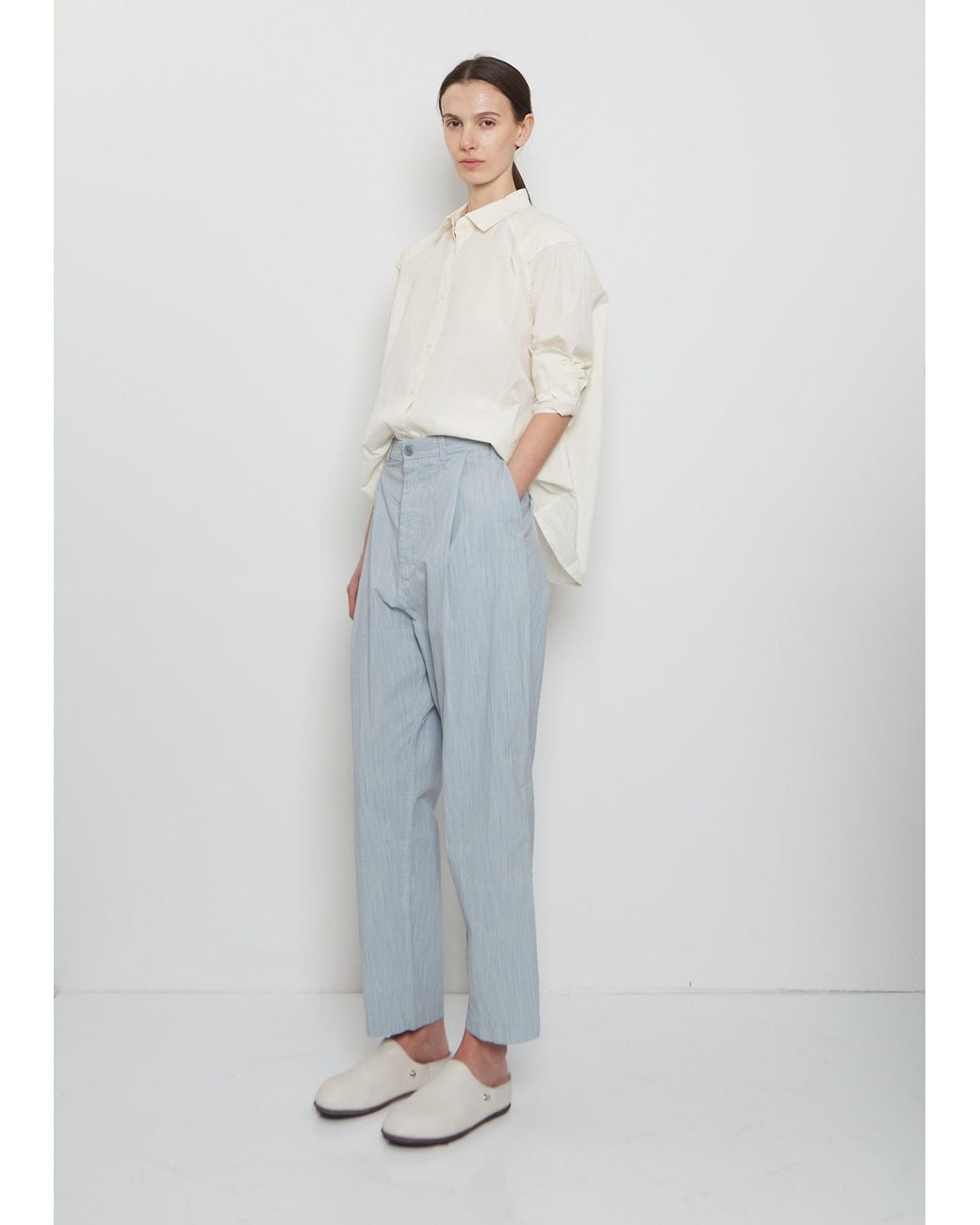 Casey Casey Basic Cotton Pant in White | Lyst UK