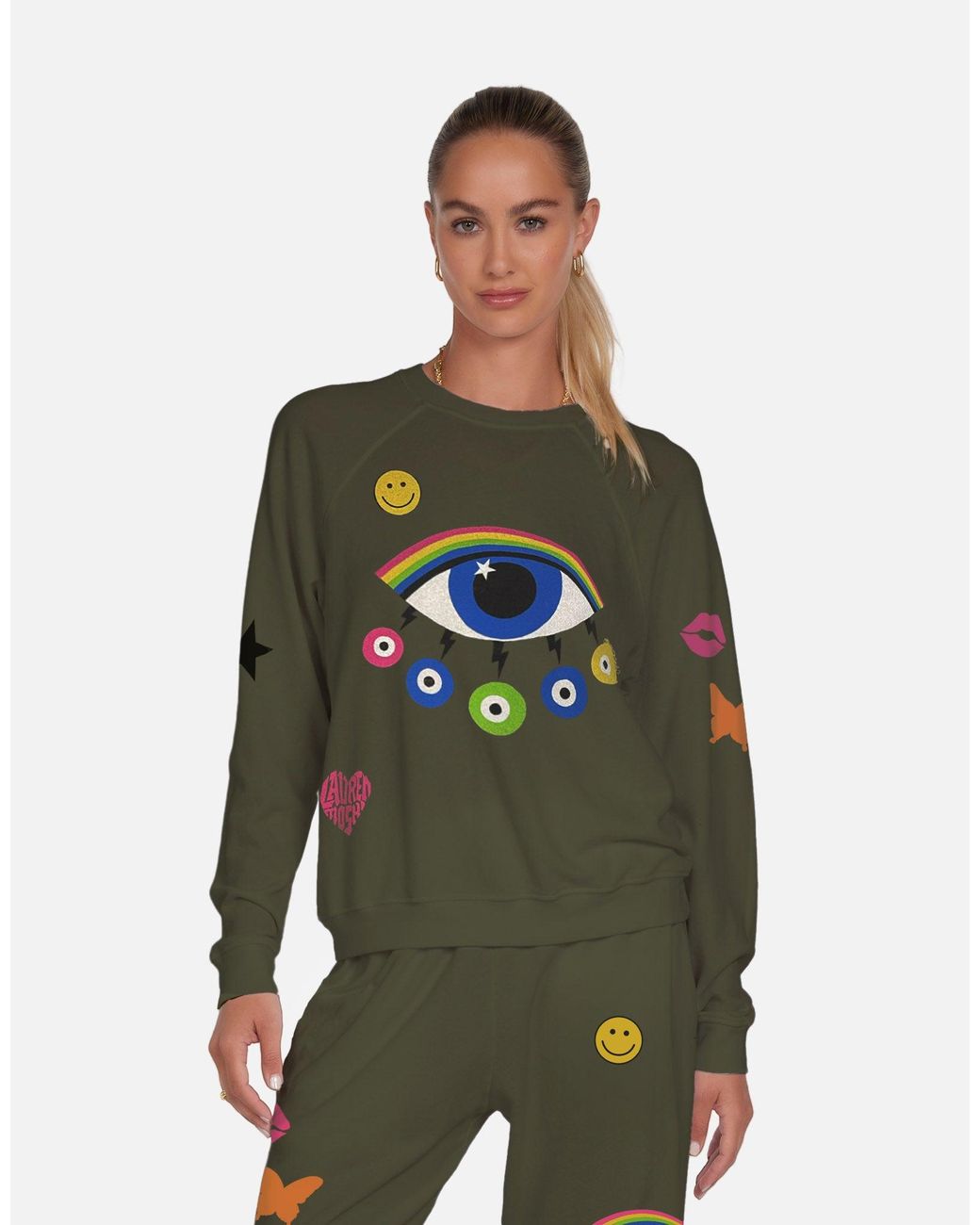 Lauren Moshi Anela Rainbow Evil Eye in Green | Lyst
