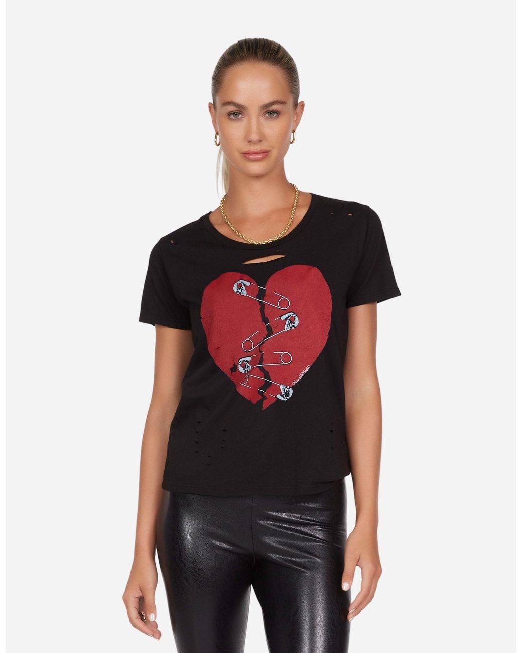 Lauren Moshi Myra Safety Pin Heart in Red | Lyst