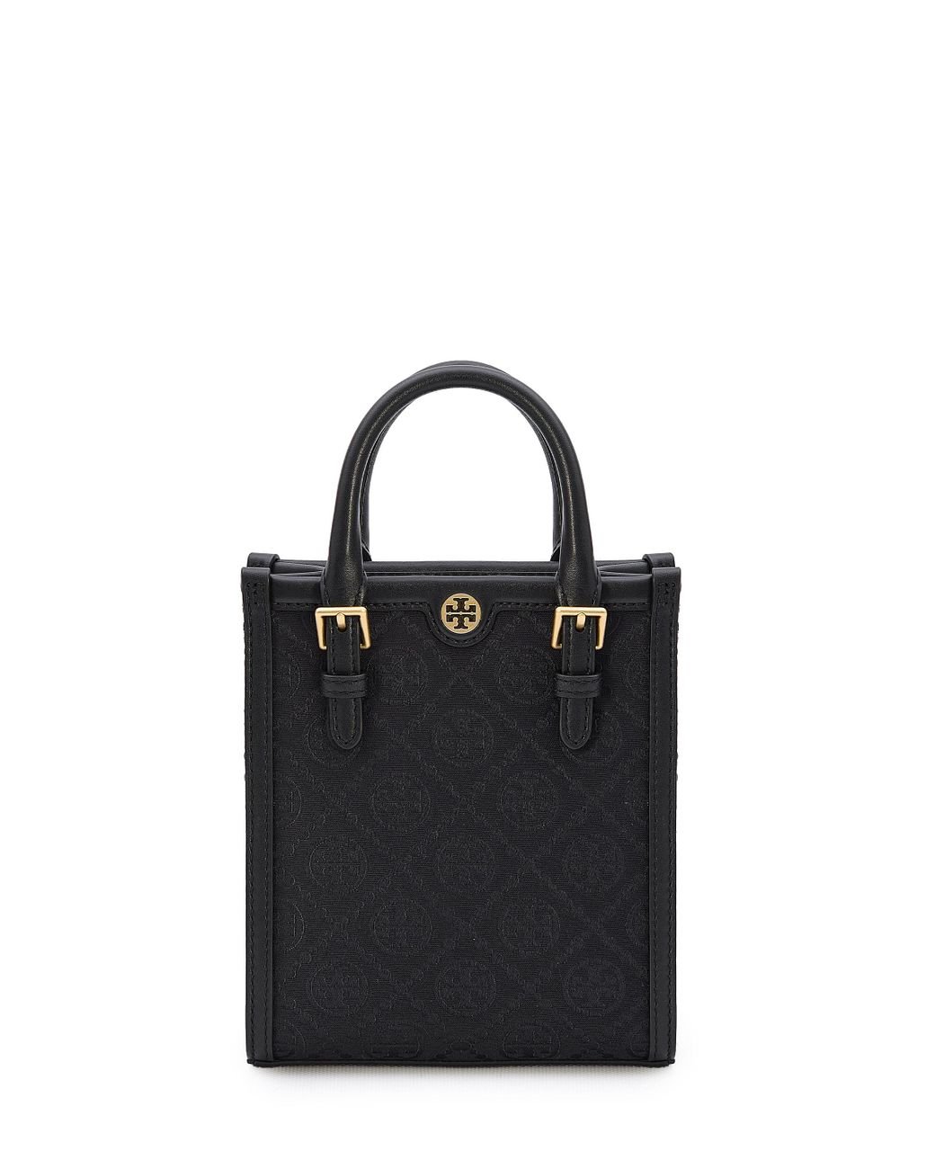 Tory Burch T Monogram Mini N/s Tote Bag in Black | Lyst