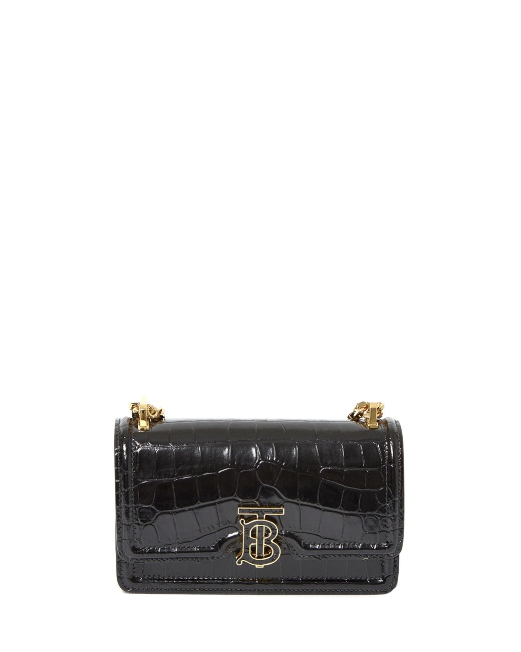 Burberry Mini Chain Tb Bag in Black | Lyst