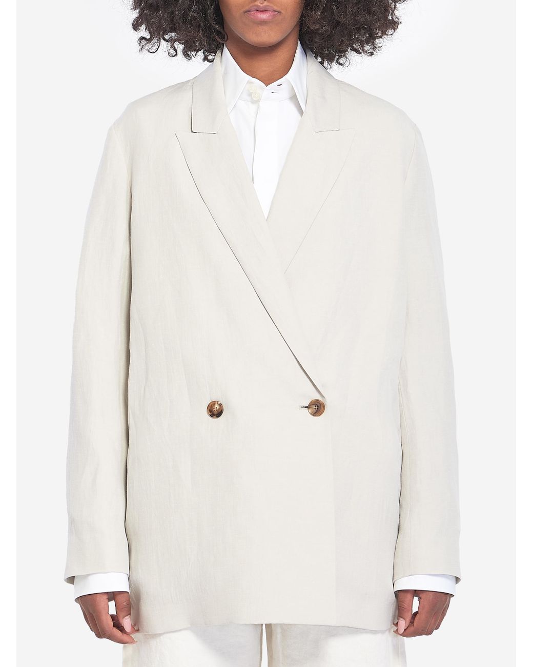 The Row Nat Doublebreasted Jacket in White | Lyst