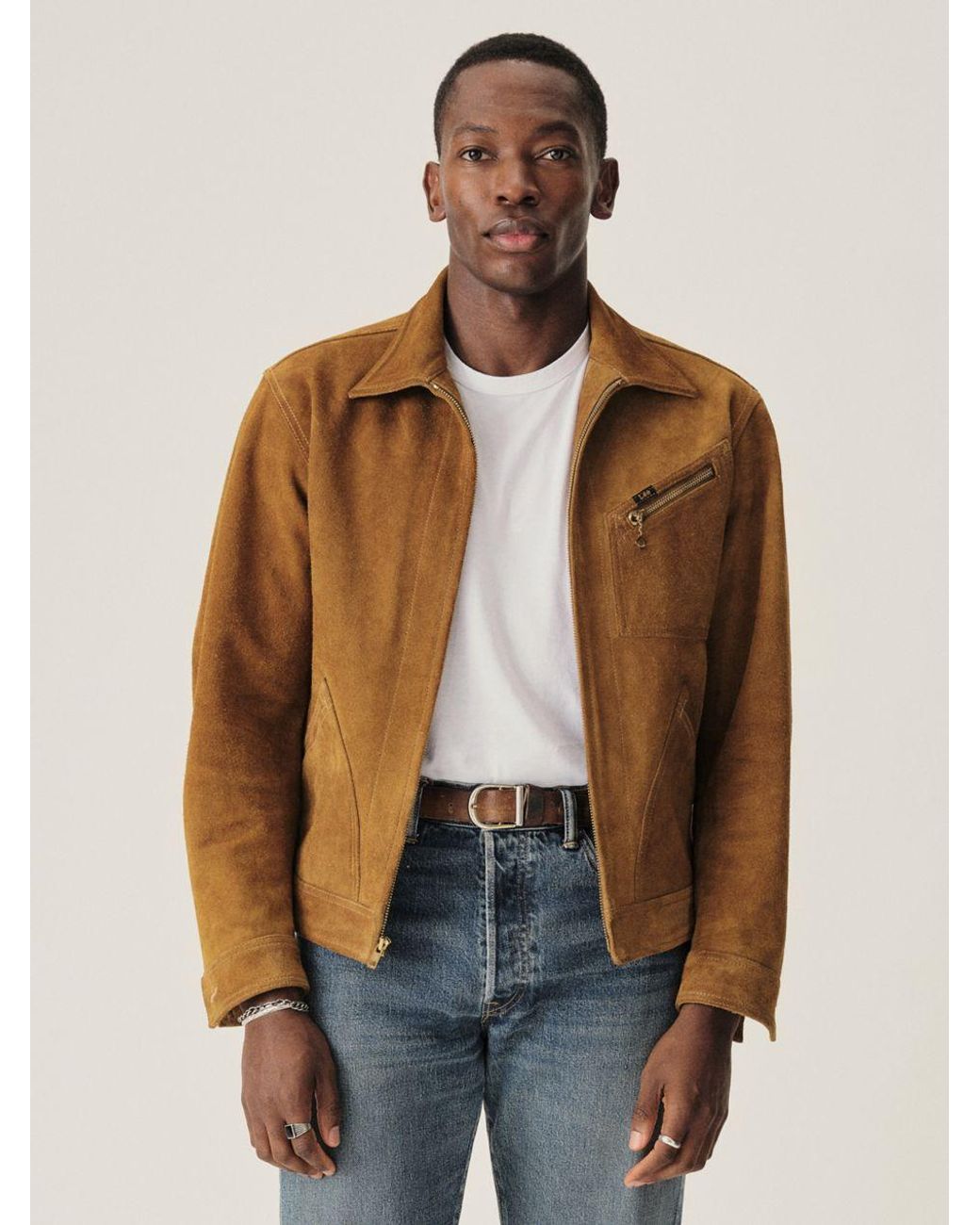 Lee Jeans X Buck Mason Rambler Suede 91b Jacket in Natural for Men | Lyst