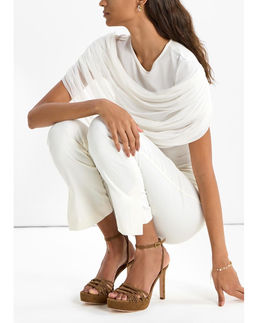 Veronica Beard Beverlee Platform Sandals in White | Lyst