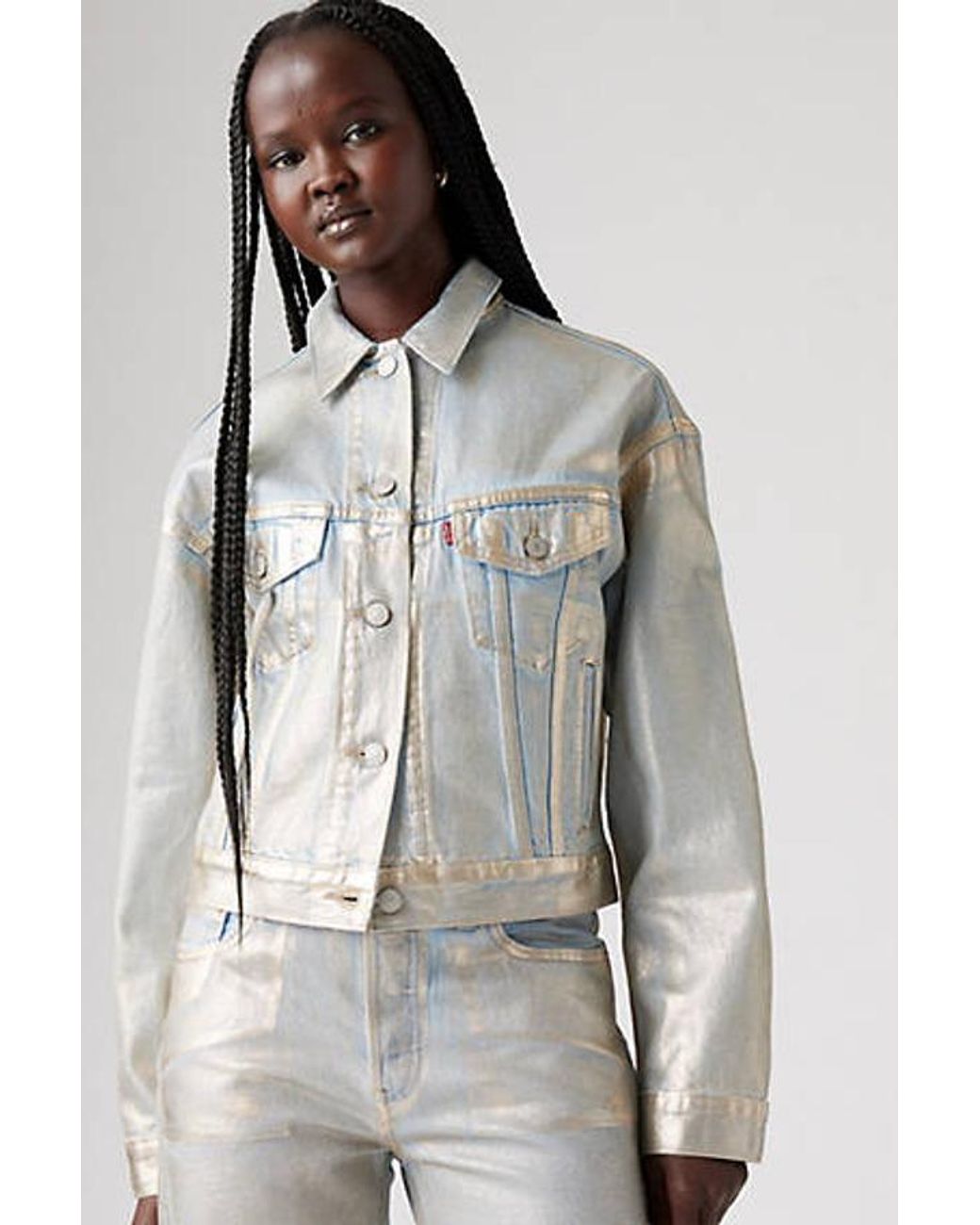 Levi s Shrunken 90 s Trucker Jacket in Grey Lyst UK