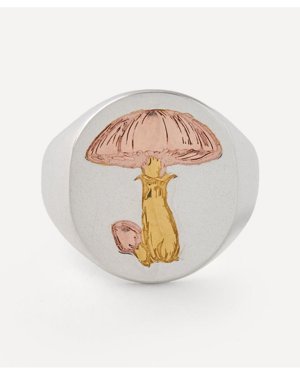 Conor Joseph Sterling Mushroom Signet Ring in White for Men | Lyst UK