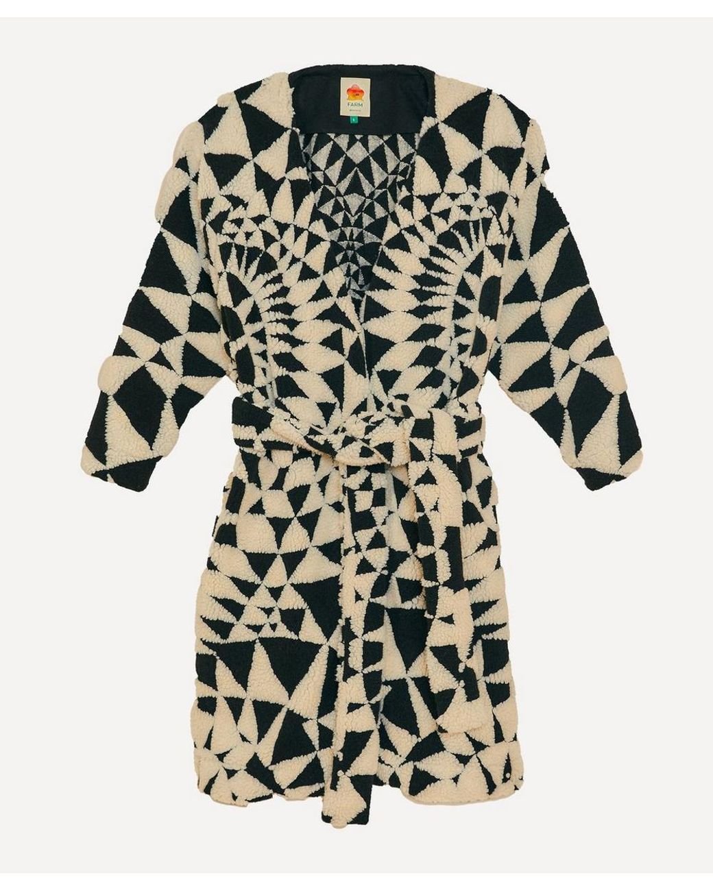 FARM Rio Women's Heart Deco Black And White Maxi Fleece Cardigan | Lyst