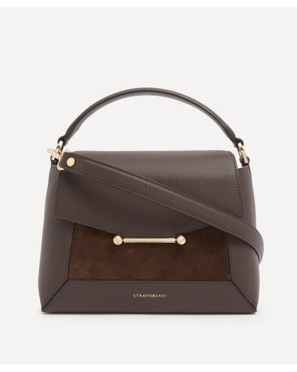 Strathberry Mosaic Grain Suede Top Handle Bag in Brown | Lyst UK