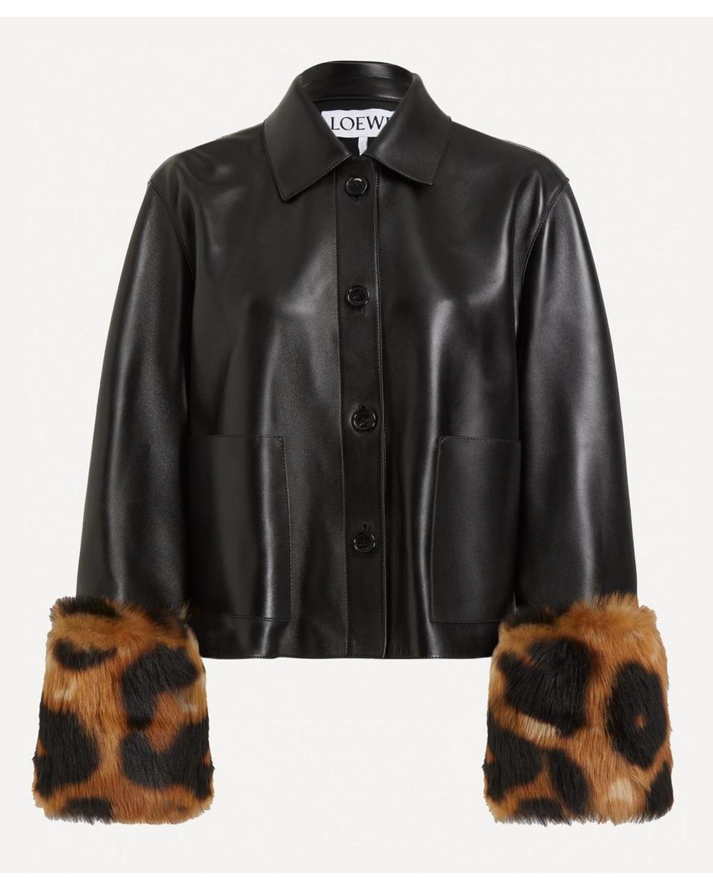 Loewe Turn-Up Nappa Leather Jacket in Black | Lyst UK