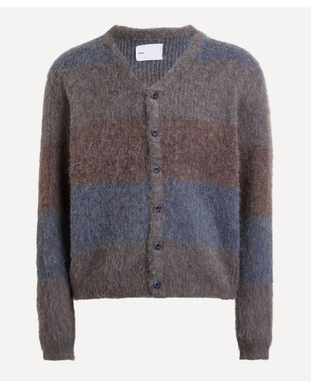 Adsum Band Striped Wool-Blend Cardigan in Grey for Men | Lyst UK