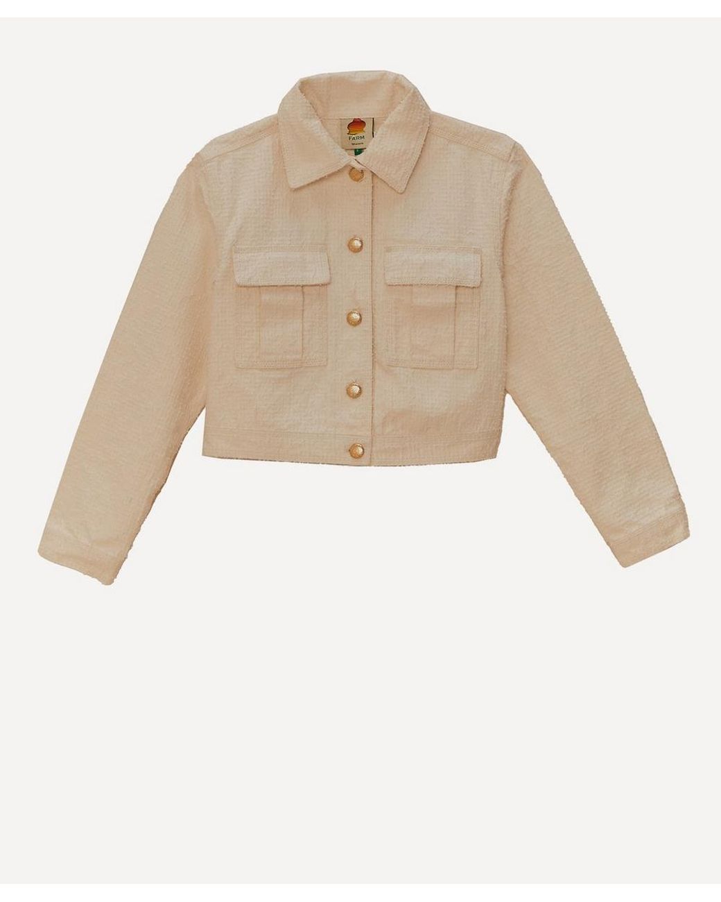 FARM Rio Twill Laser Crop Jacket in Natural | Lyst