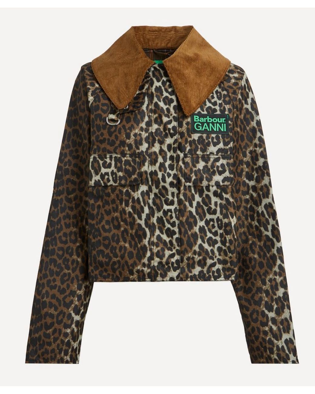 Barbour X Ganni Leopard Print Waxed Anorak in Black | Lyst