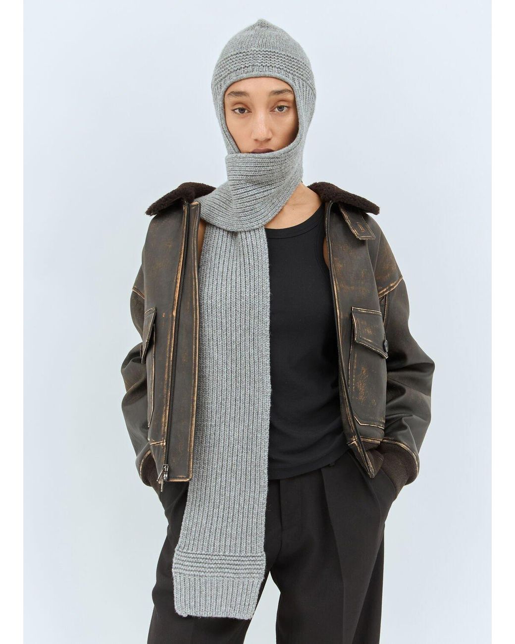 Miu Miu Wool And Cashmere Hood in Gray | Lyst