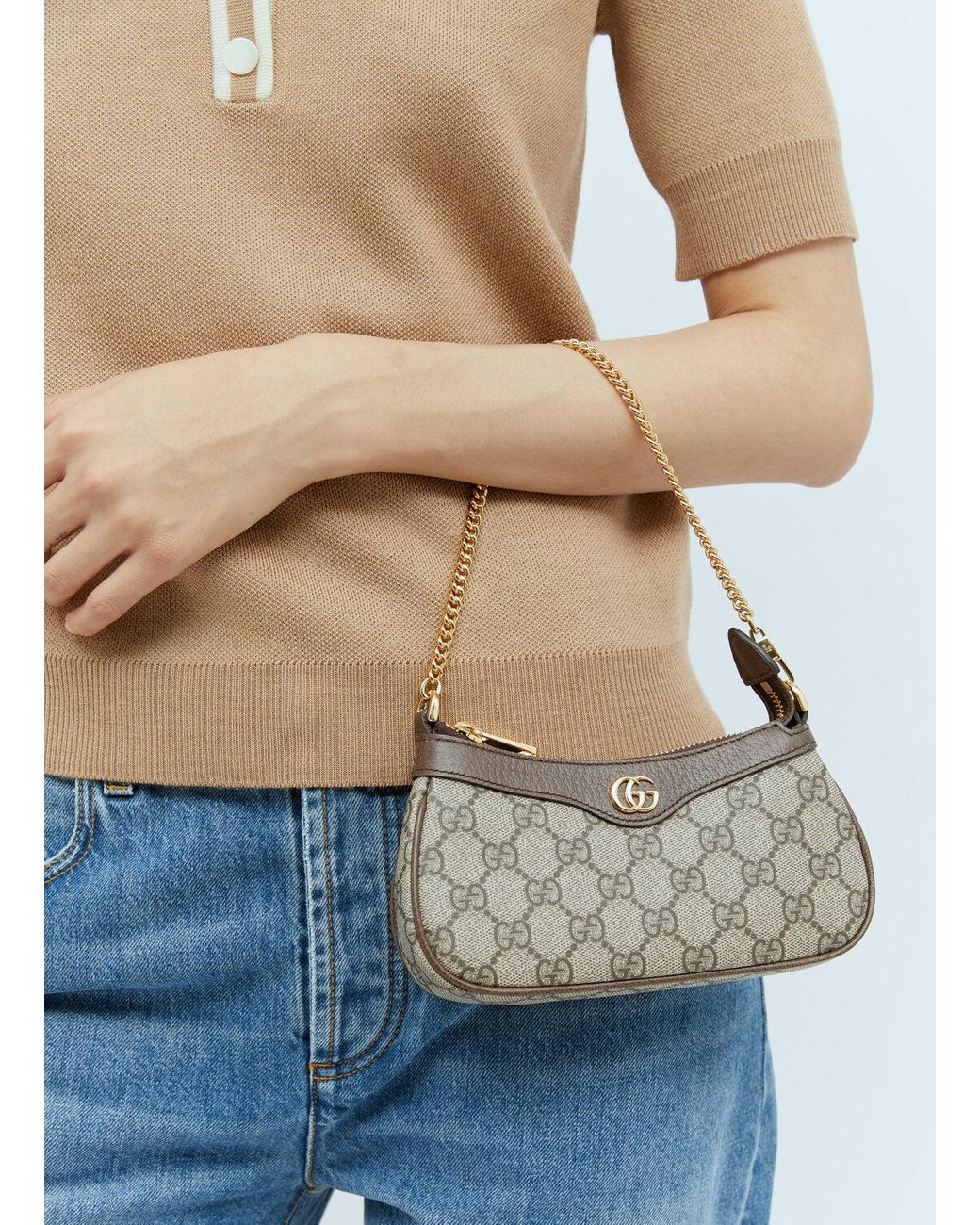 Gucci Ophidia Mini Shoulder Bag in Natural | Lyst