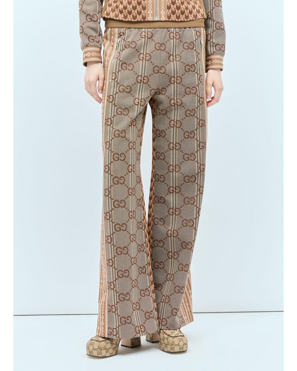 Gucci Gg Jersey Jacquard Track Pants in Natural | Lyst