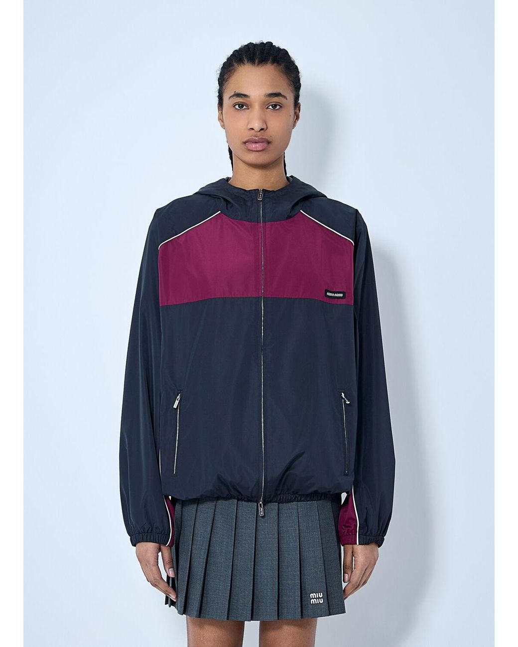 Miu Miu Panel Track Jacket in Blue | Lyst