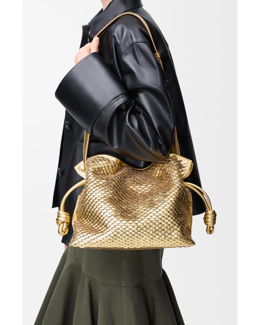 Loewe Luxury Medium Flamenco Clutch In Laminated Lambskin in Black | Lyst