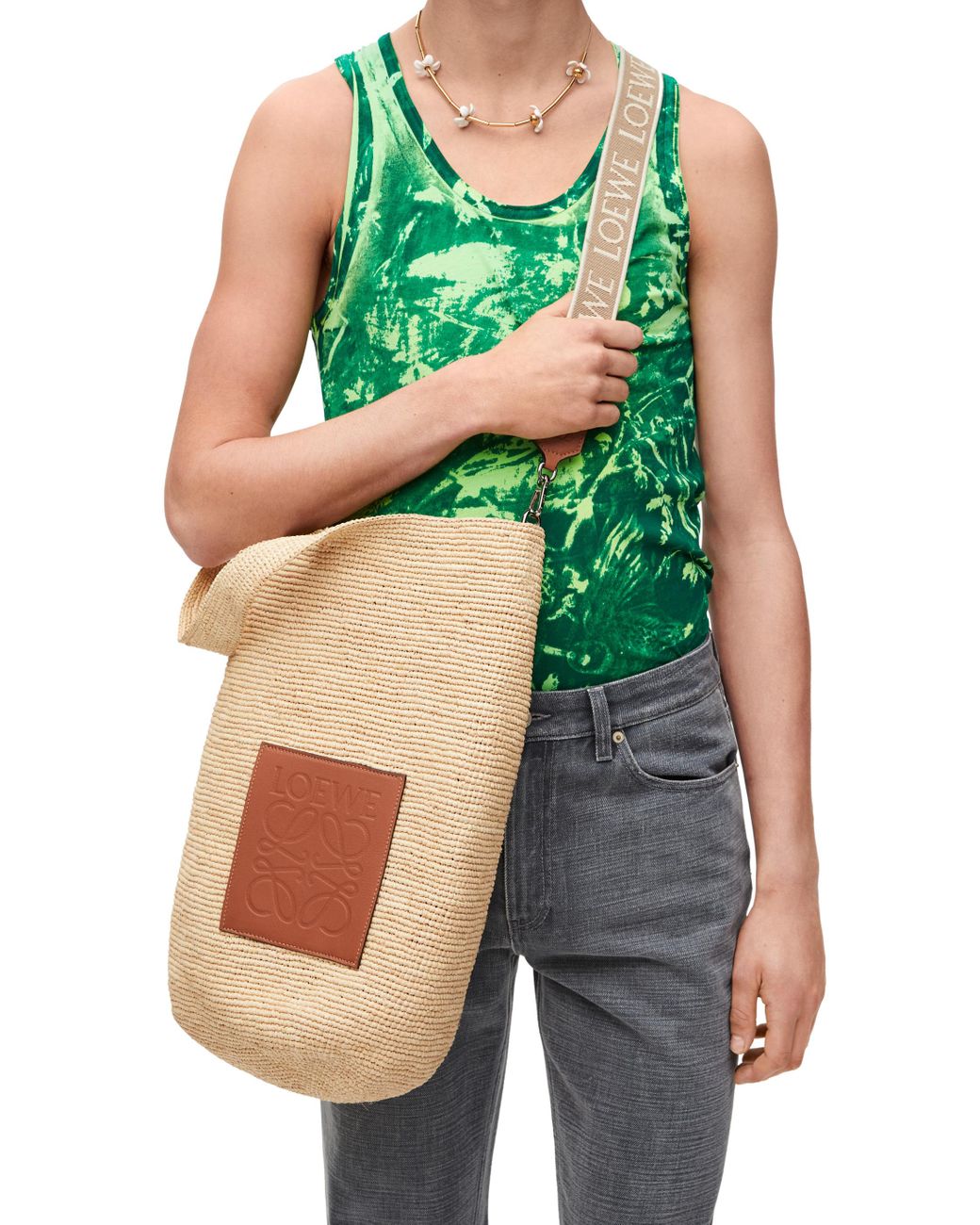 Loewe Luxury Large Slit Bag In Raffia And Calfskin in Natural for Men ...