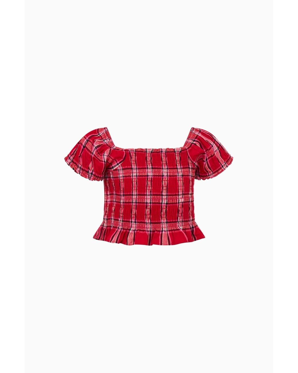 LoveShackFancy Tween Fabielle Tartan Top For in Red | Lyst