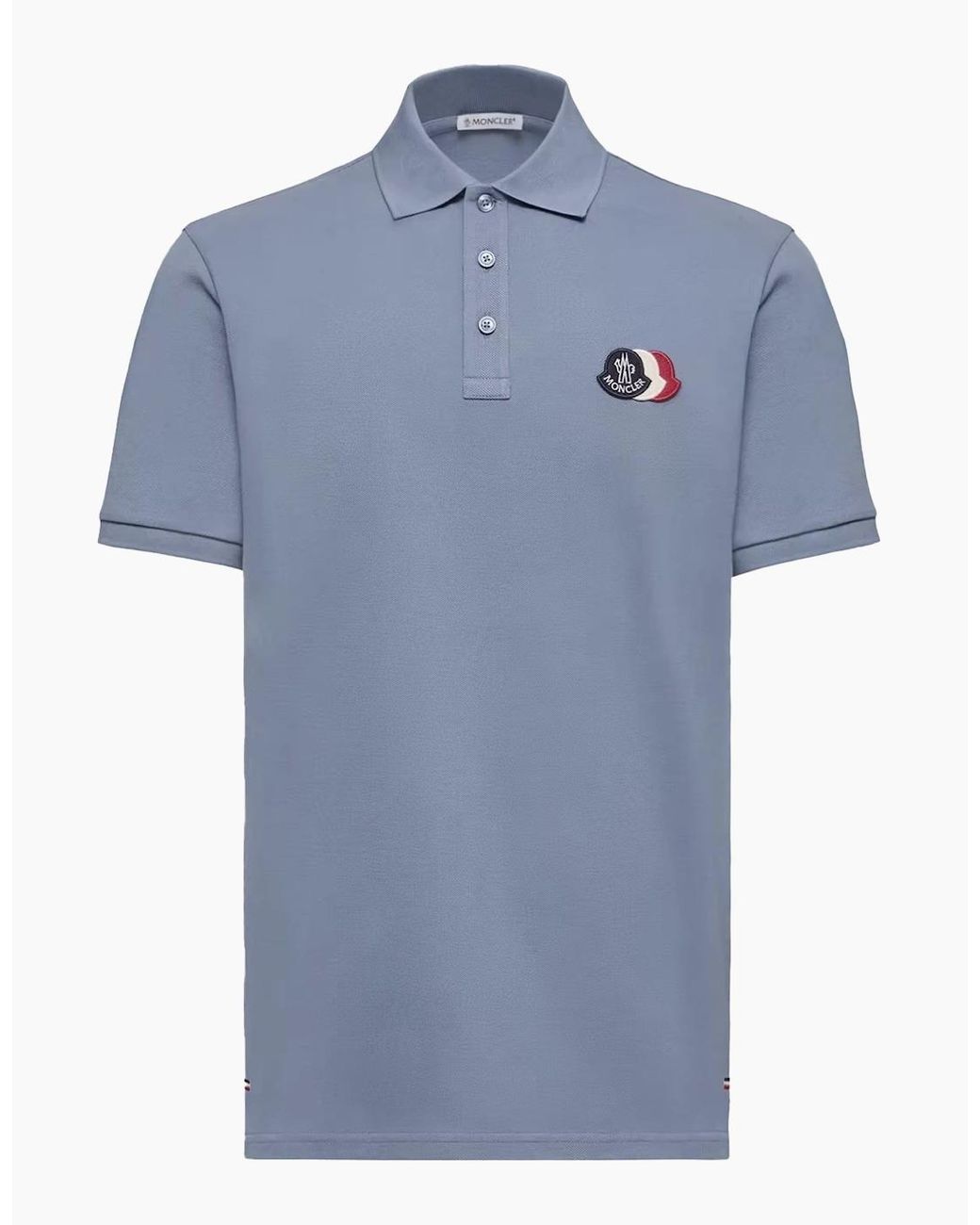 Moncler Triple Logo Polo in Blue for Men | Lyst UK