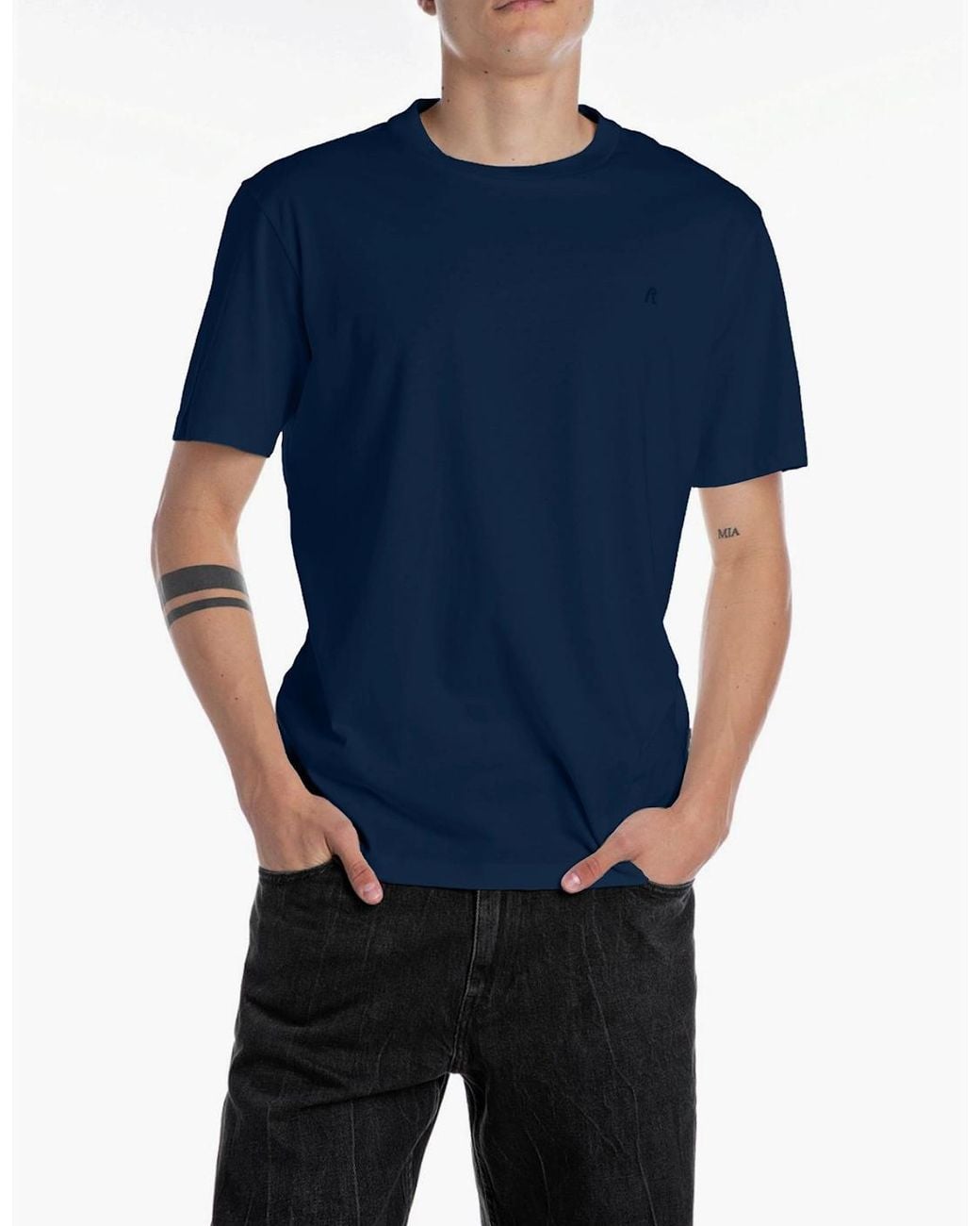Replay R Logo T Shirt in Blue for Men | Lyst UK