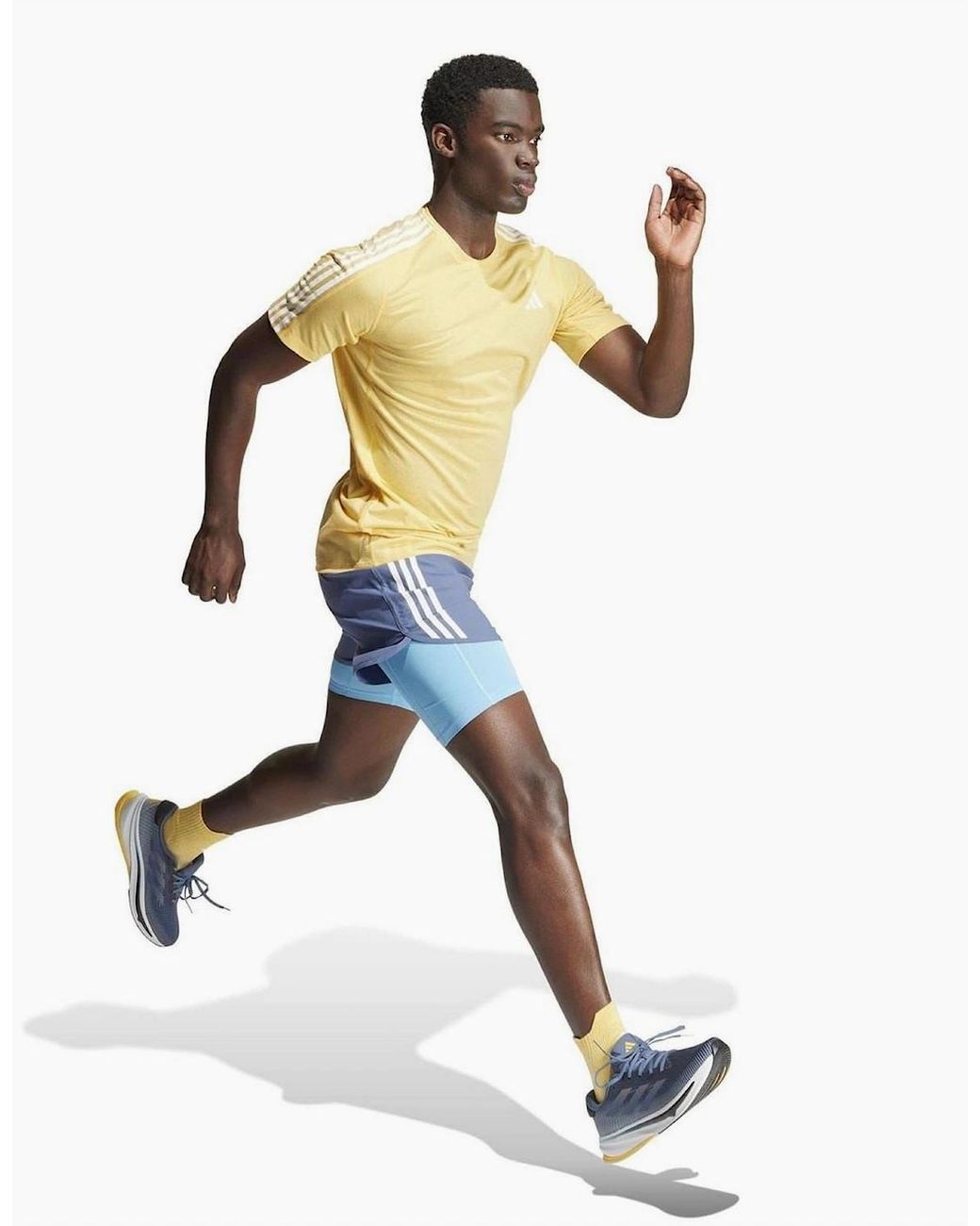 adidas The Run 3 Stripes T Shirt in Yellow | Lyst UK