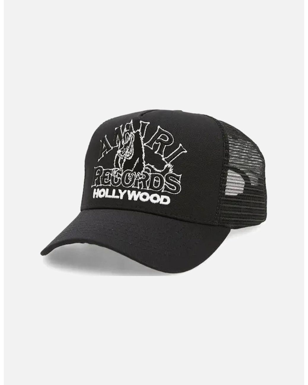Amiri Wolf Records Embroidered Trucker Cap in Black | Lyst UK