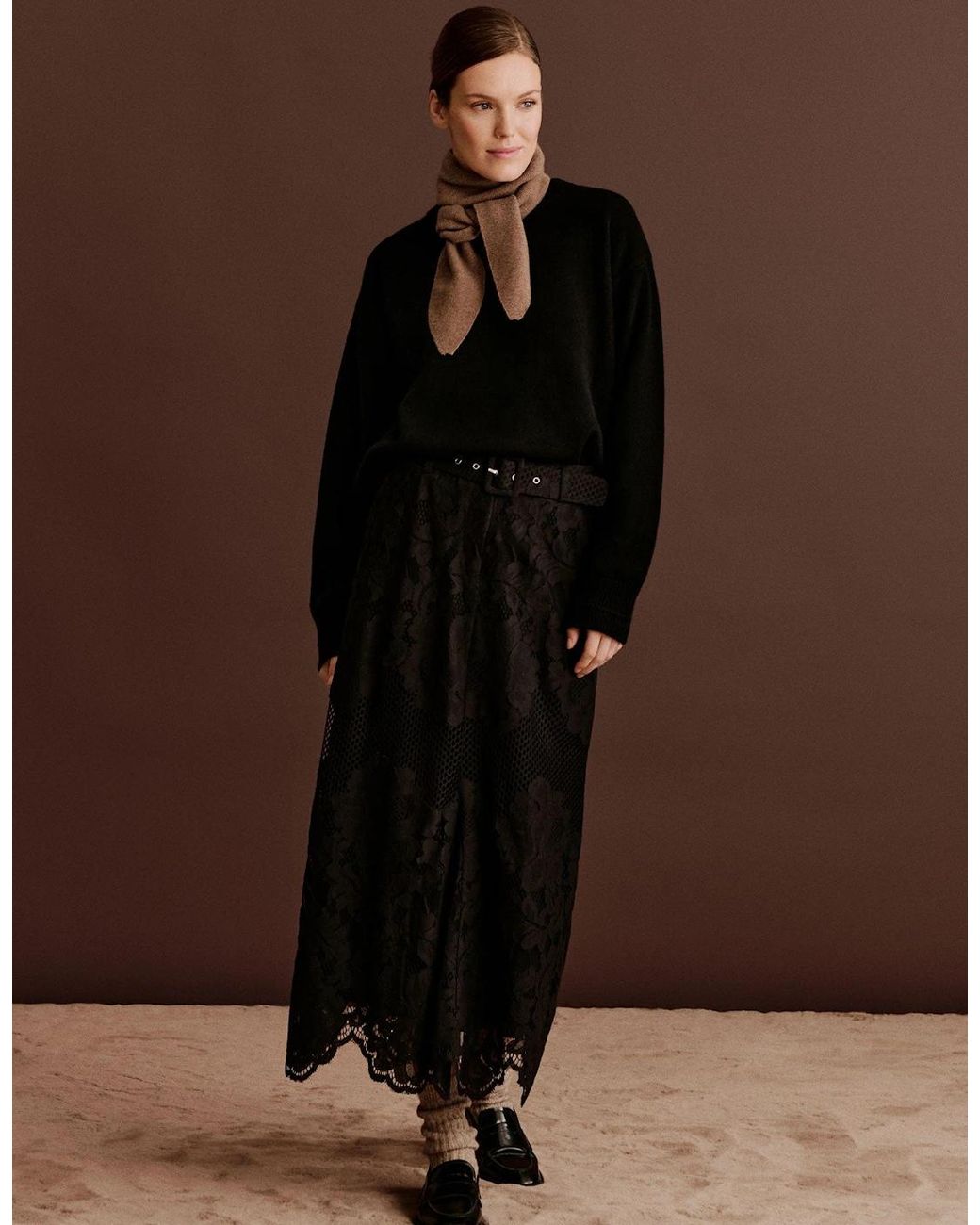 Rosemunde Havana Long Lace Skirt in Brown | Lyst UK