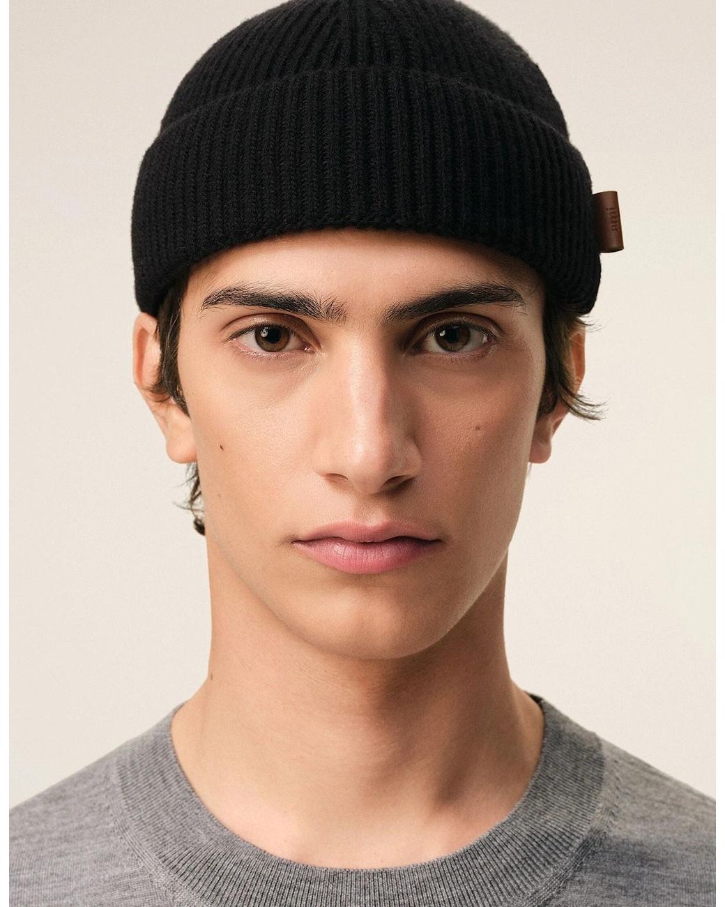 Ami Paris Ami Label Wool Hat in Black for Men | Lyst UK