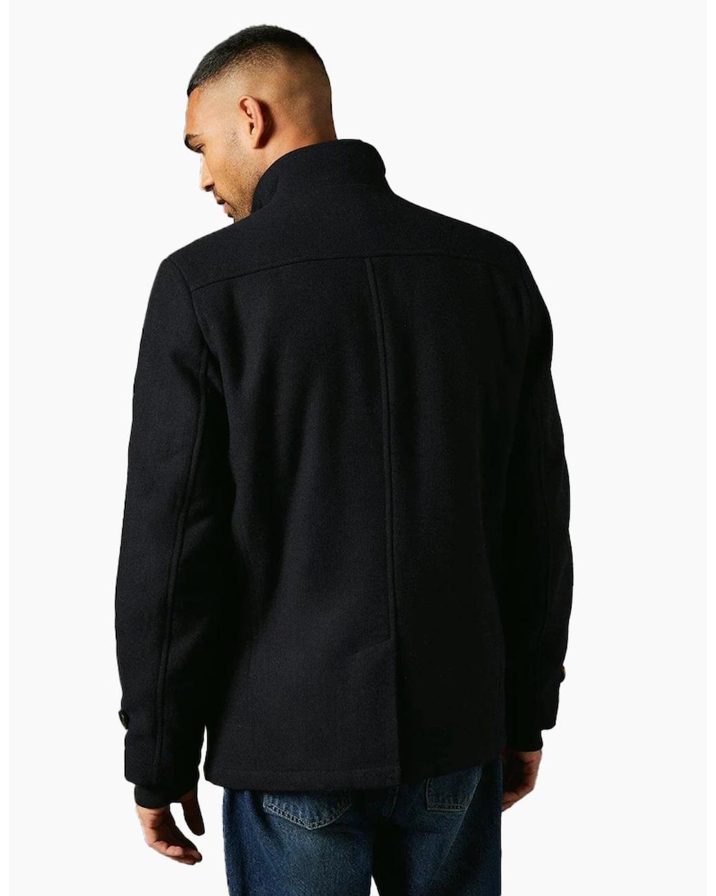 MAINE Wool Blend Funnel Neck Jacket in Black for Men | Lyst UK