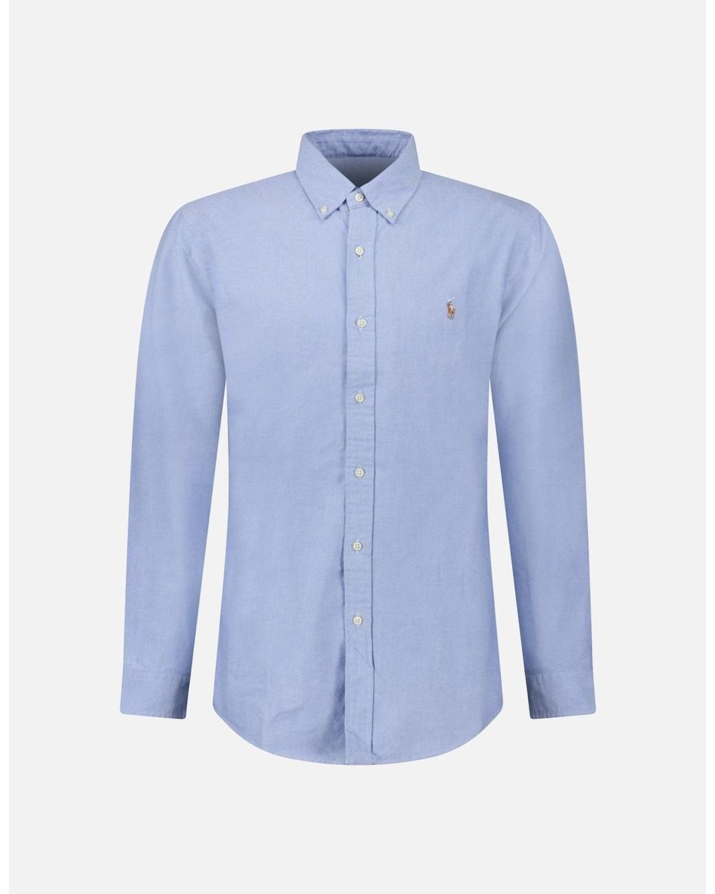 Polo Ralph Lauren Custom Fit Oxford Shirt in Blue for Men | Lyst UK