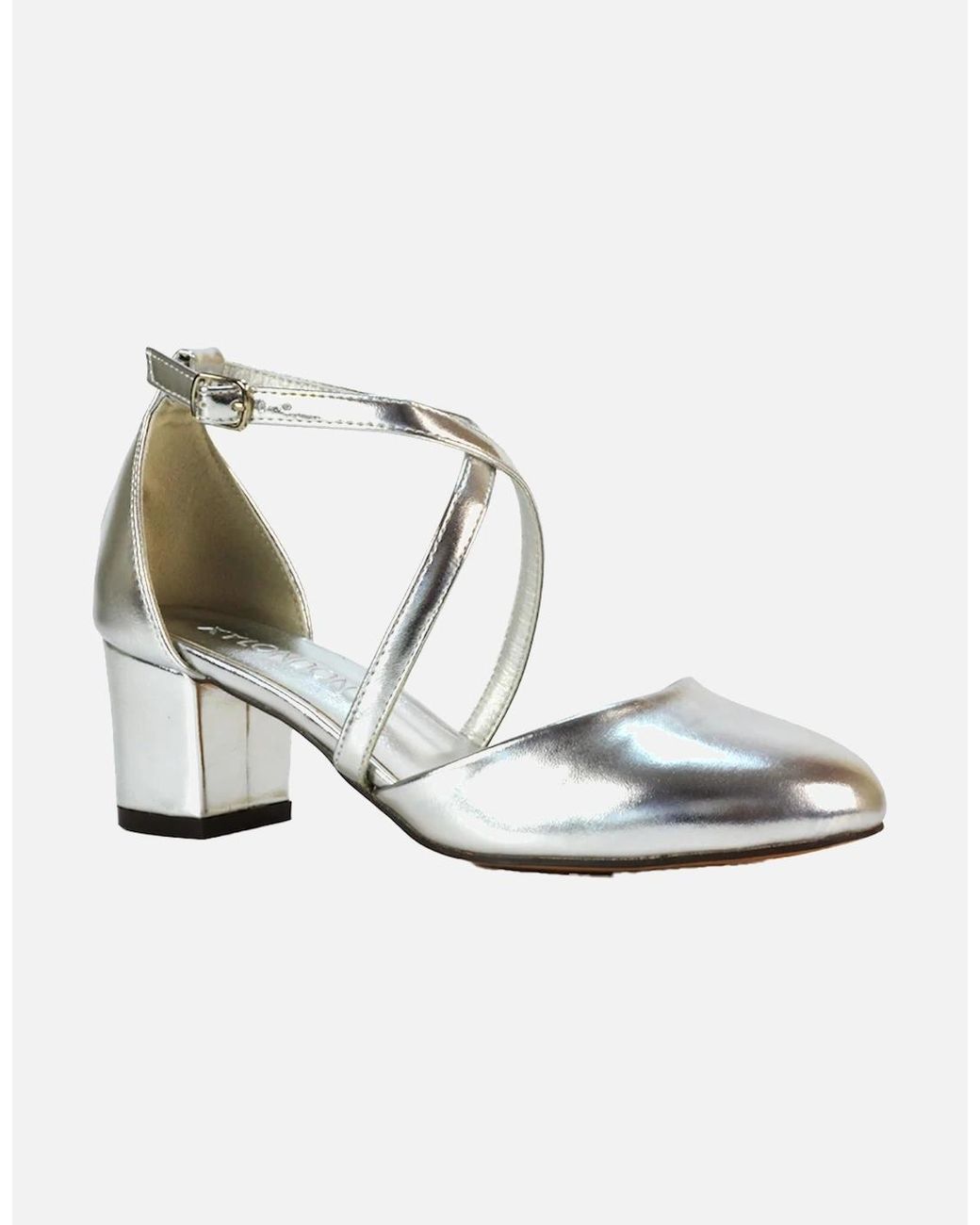 XY London Ladies Cindy Ankle Strap Low Mid Block Heel Court Shoes in ...