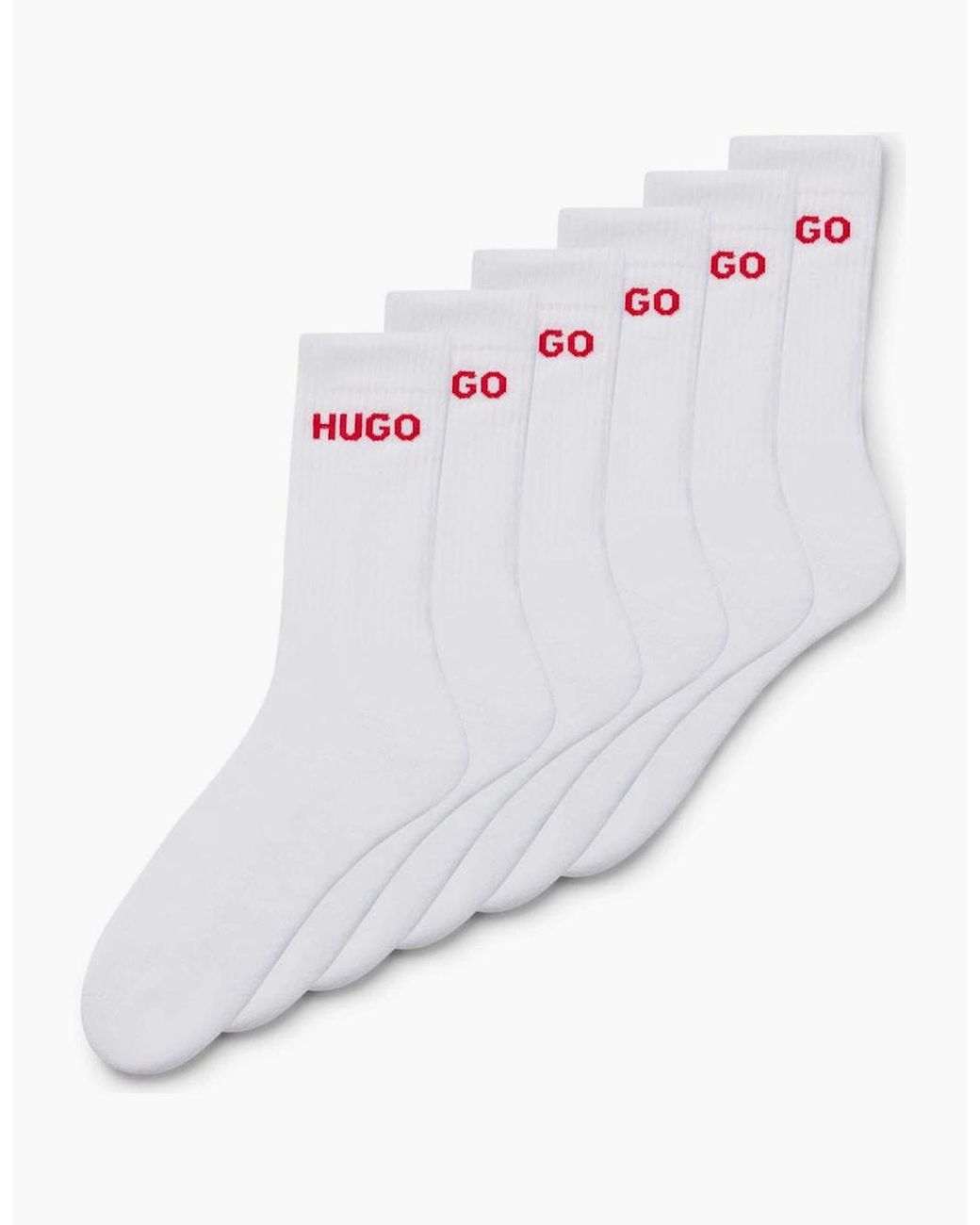 BOSS 6 Pack Of Quarter-Length Socks in White for Men | Lyst UK
