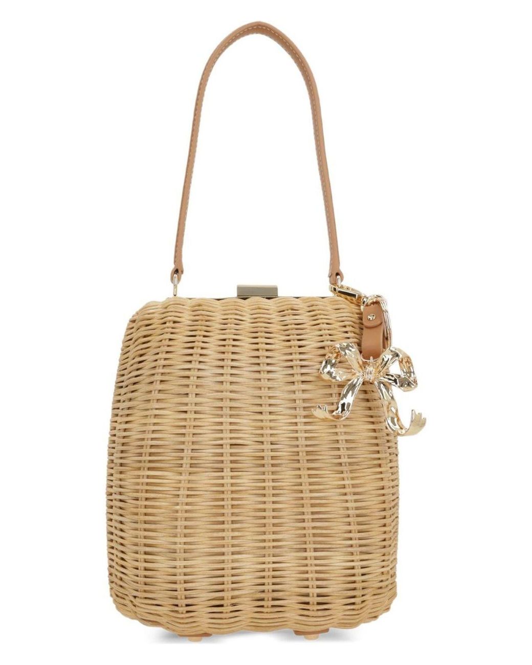 Self-Portrait Rafia Bucket Bag in Natural | Lyst