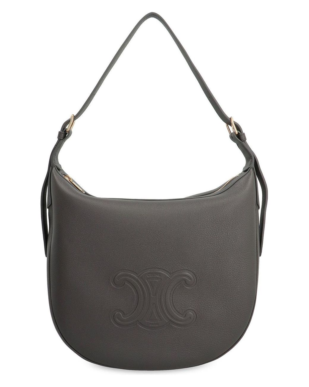 Celine Heloise Media Leather Shoulder Bag in Gray | Lyst