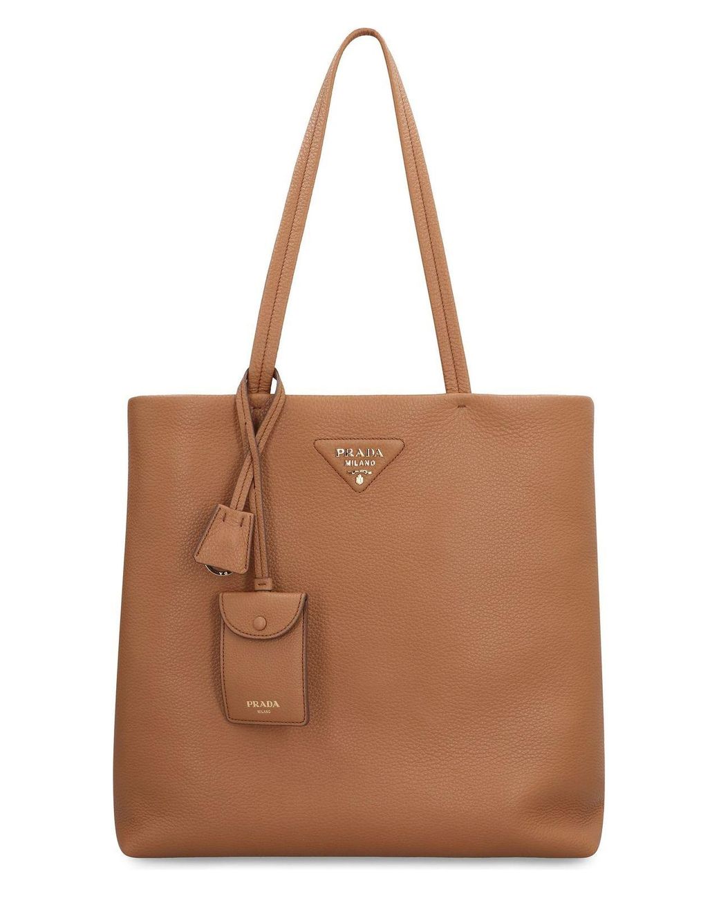 Prada Smooth Leather Tote Bag in Brown | Lyst