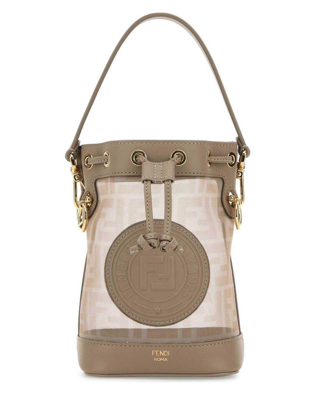 Fendi Dove Mesh Mini Mon Tresor Bucket Bag in White | Lyst UK