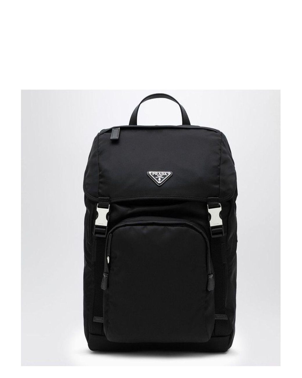 Prada Re-Nylon Backpack With Snap Fastener in Black for Men | Lyst