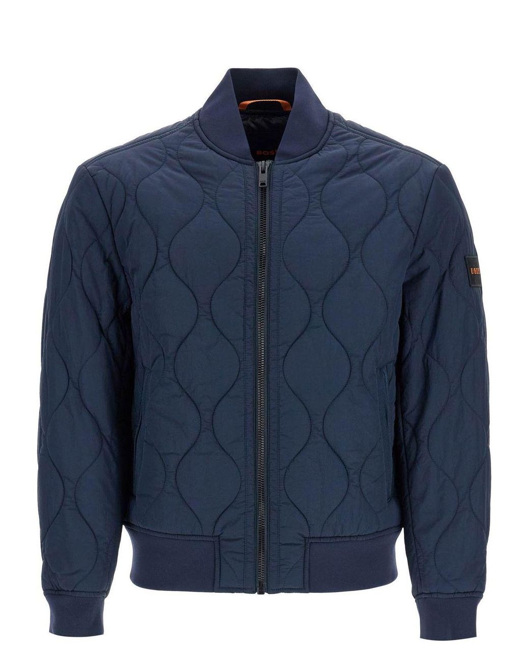 BOSS Dark Slim Fit Quilted Down Jacket With Wavy Pattern in Blue for ...