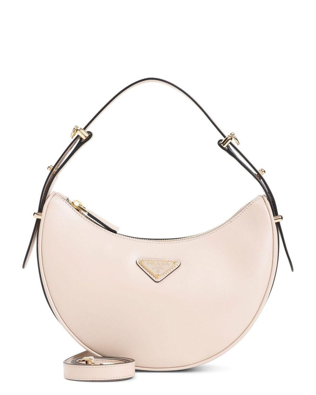 Prada Arqué Leather Shoulder Bag in Natural | Lyst