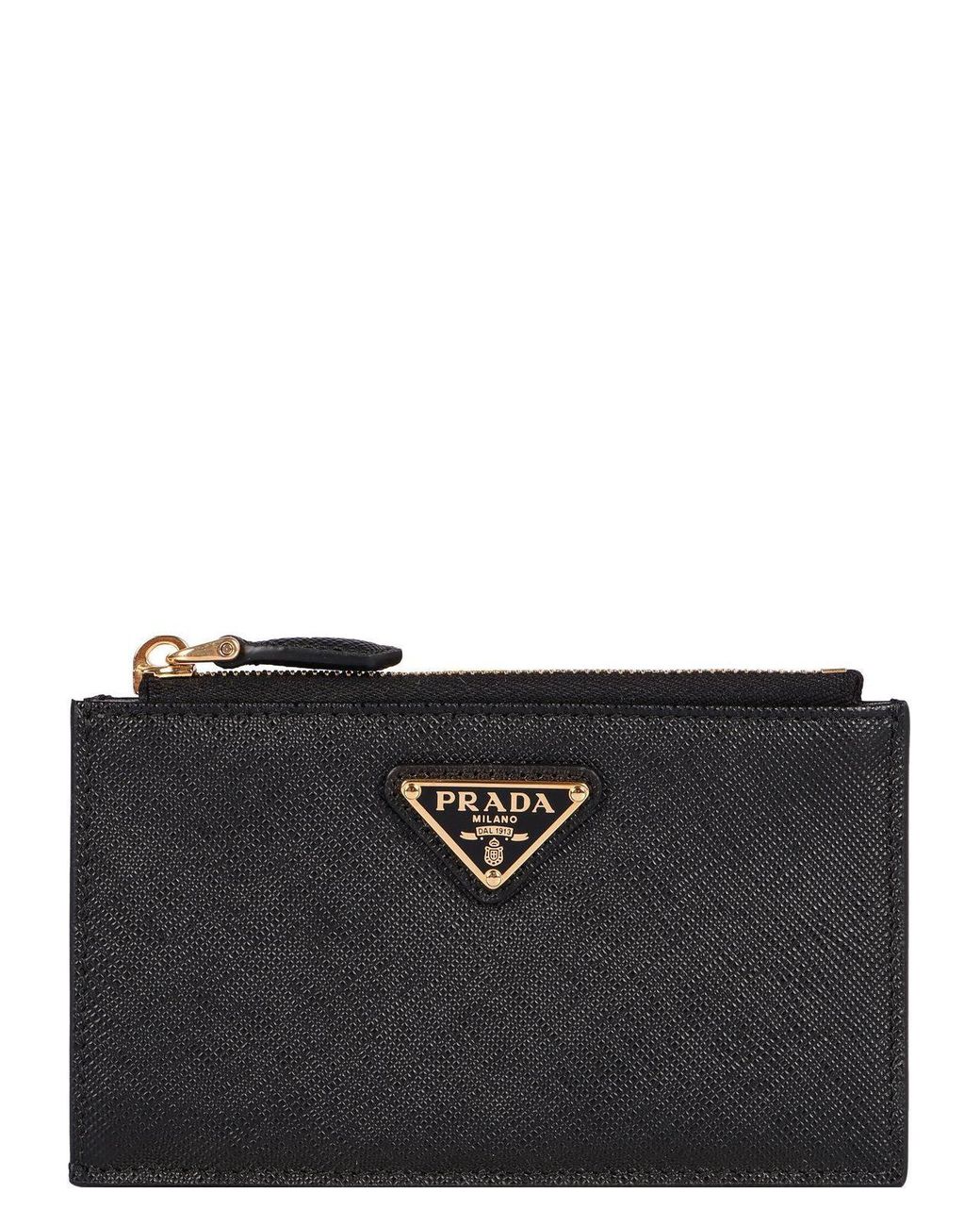Prada Saffiano Zipped Card Case in Black | Lyst UK