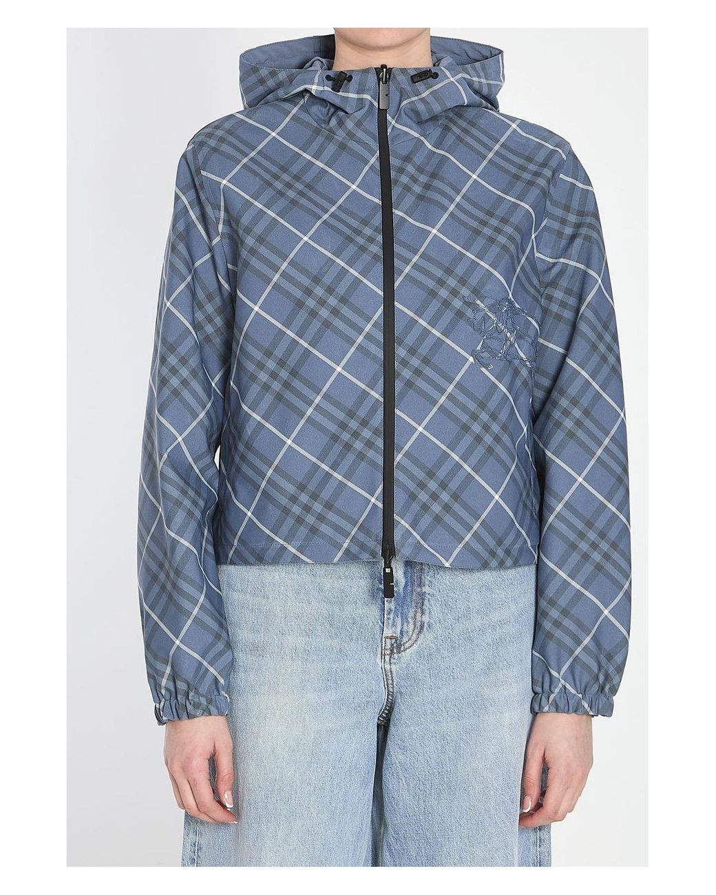 Burberry Reversible Check Jacket in Blue | Lyst